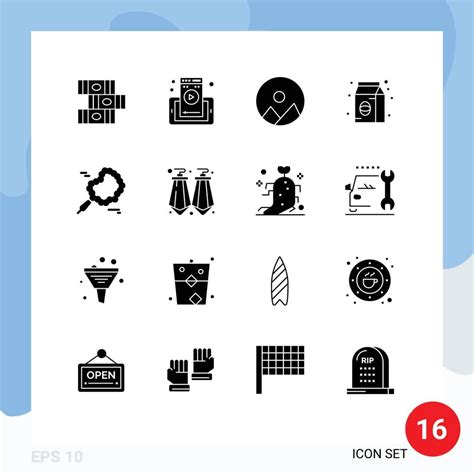 Set Of 16 Vector Solid Glyphs On Grid For Earrings Pray Nature Bead Food Editable Vector Design