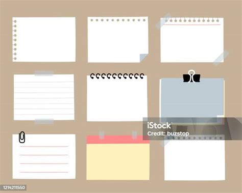 테이프 연설 풍선 생각 말하기 이야기 템플릿 귀여운 손으로 그린 빈 종이 스티커 메모 패드의 세트 메모장에 대한 스톡 벡터 아트