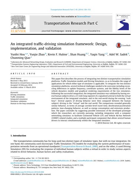 Pdf An Integrated Traffic Driving Simulation Framework Design Implementation And Validation