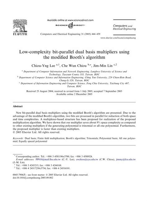 pdf low complexity bit parallel dual basis multipliers using the modified booth s algorithm