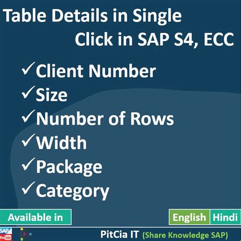 Table Details In SAP Size Rows Column PitCia IT Table Size In Sap