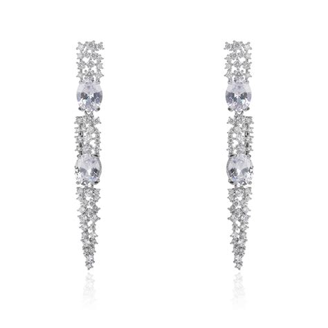 Обеци бяло позлатяване ледени висулки Бижута Invokebg Бижута Invoke