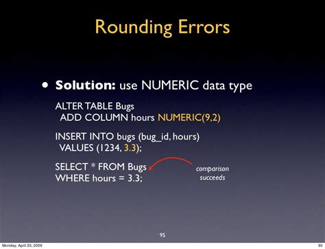 Rounding Errors • Solution Use