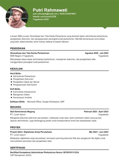 2 Contoh Cv Otkp Fresh Graduate And Berpengalaman Contoh Cv Jurusan