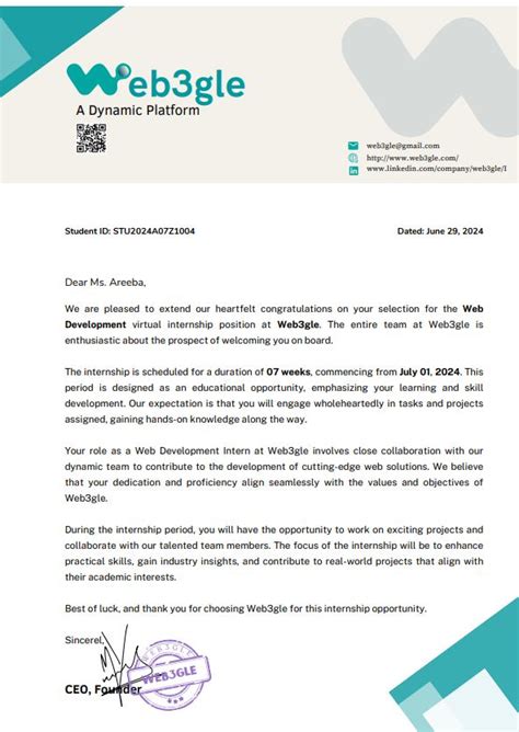 Areeba Farhan On Linkedin Internship Web3gle Frontenddeveloper