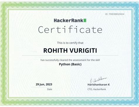 rohith vurigiti on linkedin python hackerrankcertified