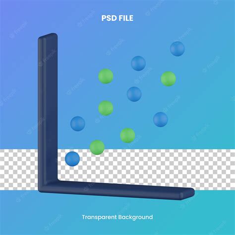 분산형 그래프 3d 렌더링 아이콘 그림 Psd 파일 투명 배경 분석 프리미엄 Psd 파일
