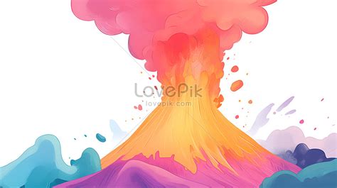 그려진 화산 폭발 일러스트 무료 다운로드 Lovepik