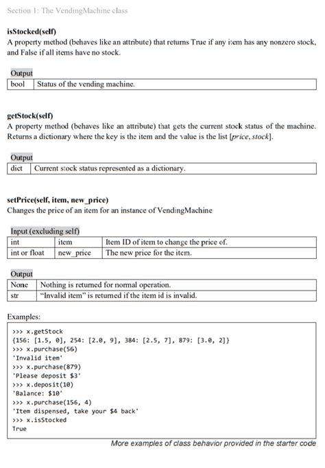 Solved Section 1 The Vending Machine Class 5 Pts This