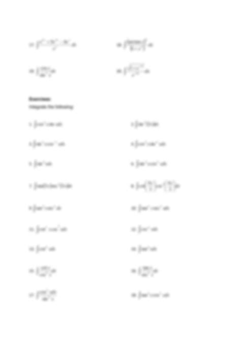 SOLUTION Fundamental Formulas Integration Exercises Studypool