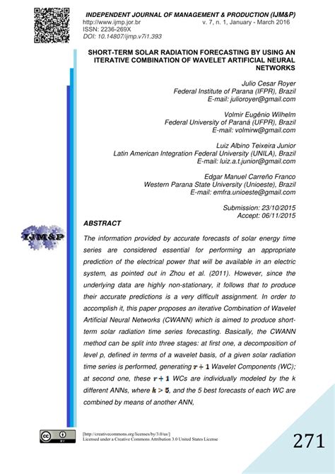 Pdf Short Term Solar Radiation Forecasting By Using An Iterative