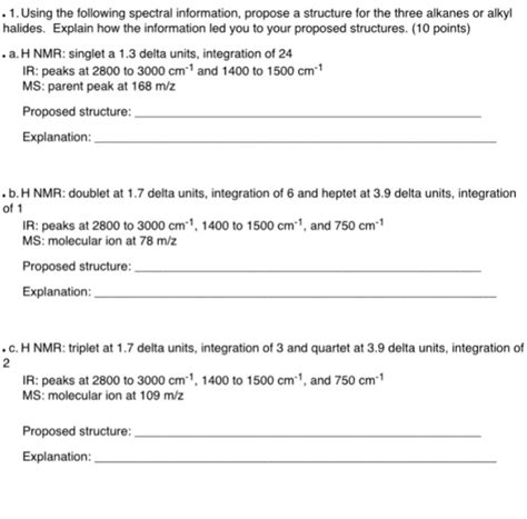 Solved Using The Following Spectral Information Propose A Chegg