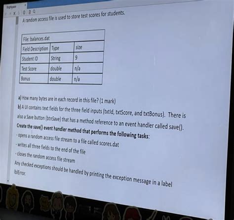 Solved A Random Access File Is Used To Store Test Scores For