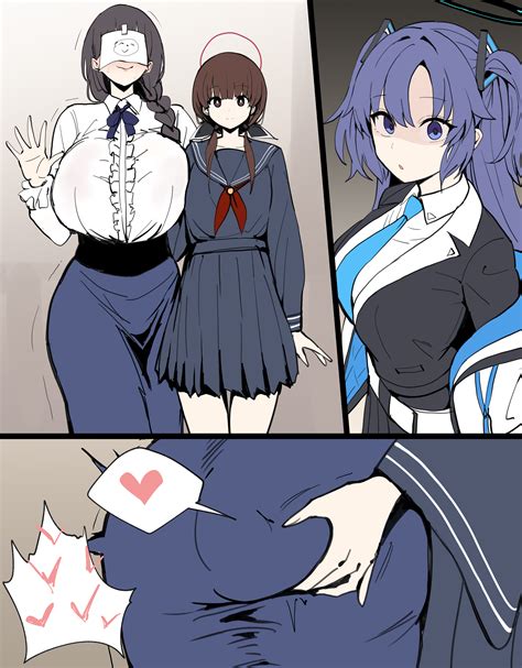 Sensei Yuuka Doodle Sensei Female Sensei And Ohitome Kohane Blue