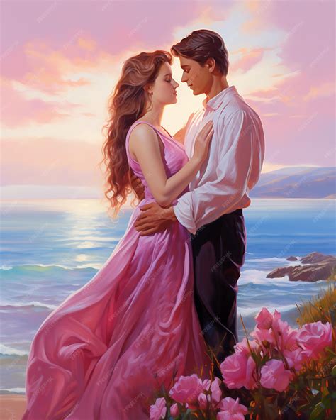 Romantic Artwork Woman And Man Hugging Each Other Premium Ai