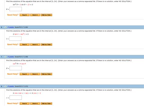 Solved Find The Solutions Of The Equation That Are In The