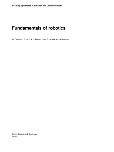 festo fundamentals of robotics pdf pdf robot robotics