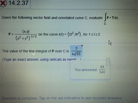Solved 14237 Given The Following Vector Field And
