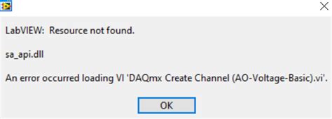 error labview resource not found sa api dll ni community