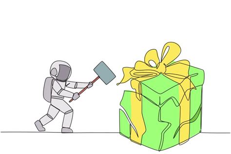 Single Continuous Line Drawing Young Astronaut Vector Image