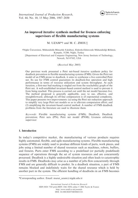pdf an improved iterative synthesis method for liveness enforcing