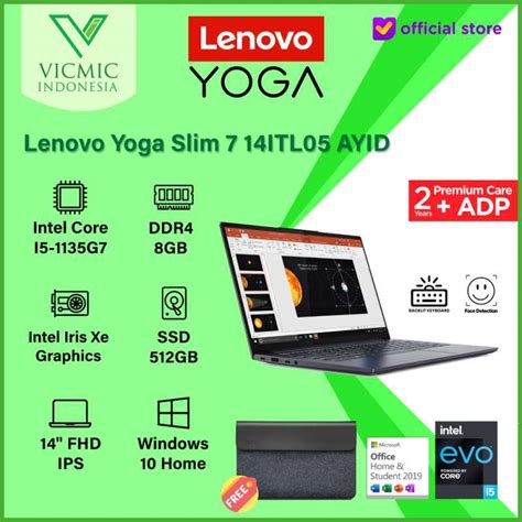 Jual Lenovo Yoga Slim Itl Ayid Intel I G Gb Gb Ssd Fhd Win Ohs Di Seller