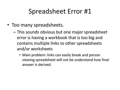 Common Spreadsheet Errors Doyle Ppt
