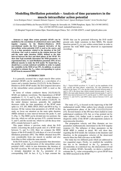 Pdf Modelling Fibrillation Potentials—analysis Of Time Parameters In The Muscle Intracellular