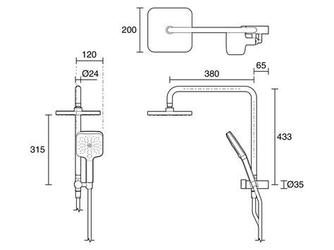 Mizu Soothe Short Twin Shower 3 Function With Water Inlet Wall Bracket