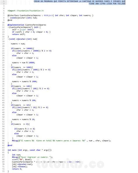 Poo Sentencia If Else Objective C Cuantos Pares Impares De Una Cifra
