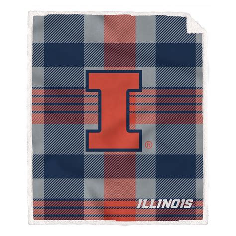 Pegasus Illinois Fighting Illini 60 X 70 Plaid Steel Royal Plush