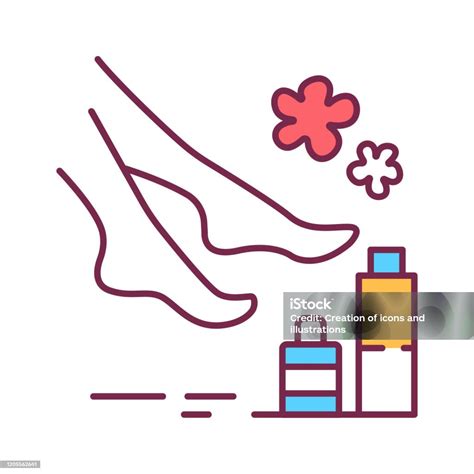 Spa 발 트리트먼트 컬러 라인 아이콘 발에 피부를 정화하고 각질을 제거하고 수분을 공급합니다 웹 페이지 모바일 앱 프로모션에 대한 픽토그램 Ui Ux Gui 디자인