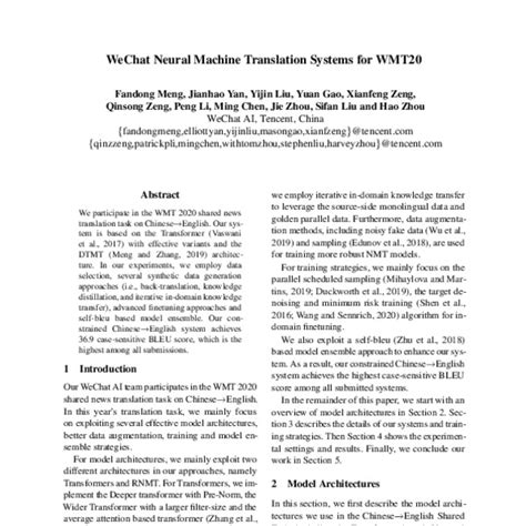 Wechat Neural Machine Translation Systems For Wmt20 Acl Anthology