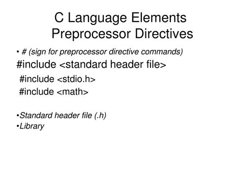 Ppt C Language Elements Preprocessor Directives Powerpoint
