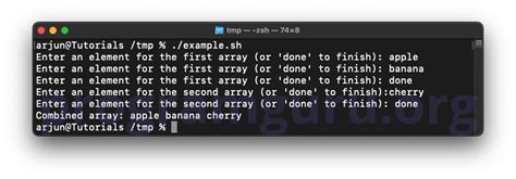 Bash Concatenate Arrays