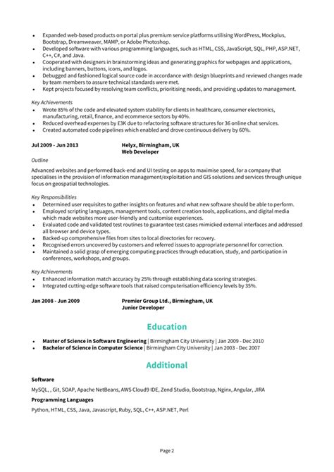 Laravel Developer Cv Example Get Noticed