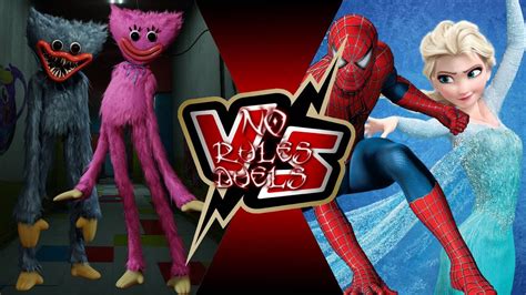 Huggy Wuggy And Kissy Missy Vs Spiderman And Elsa No Rules Duels Youtube