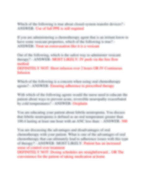 Solution Chemo Certification Test Latest 2023 Exam 100 Questions And