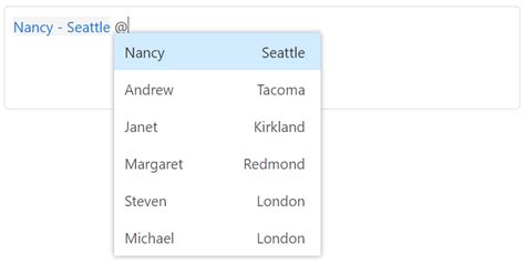 React Mention Mention Component Syncfusion