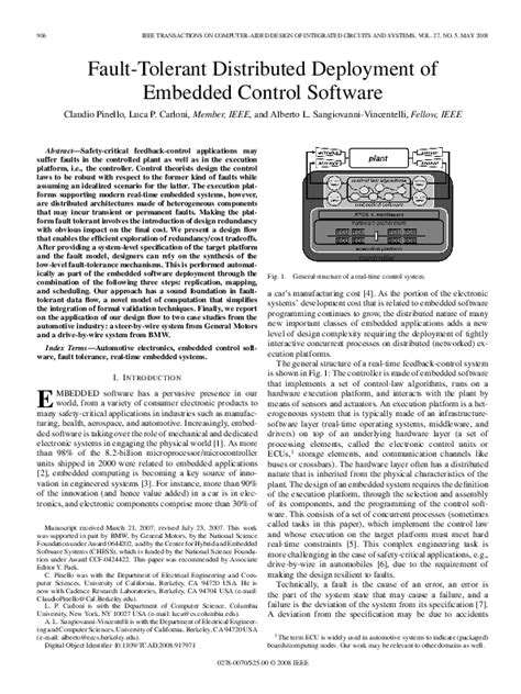 Pdf Fault Tolerant Distributed Deployment Of Embedded Control Software