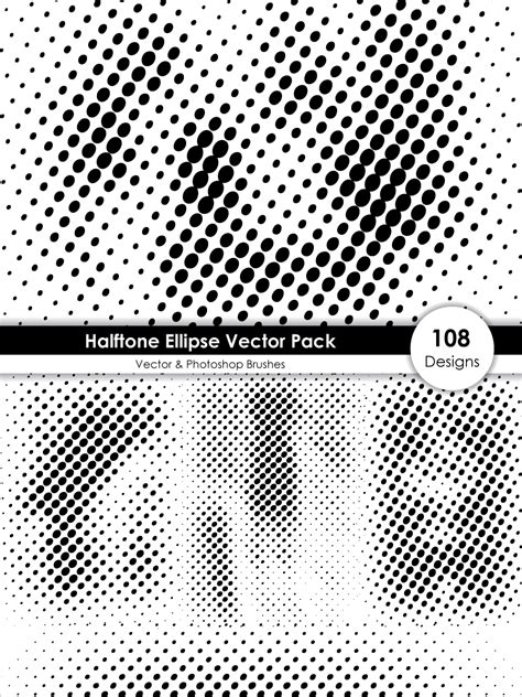 Halftone Ellipse Shape Pattern Vector And Photoshop Brush Pack 01