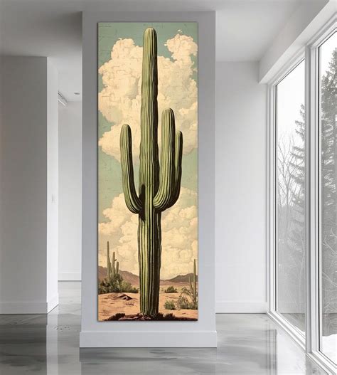Saguaro Cactus Canvas Wall Art Southwestern Decor Arizona Cactus Art