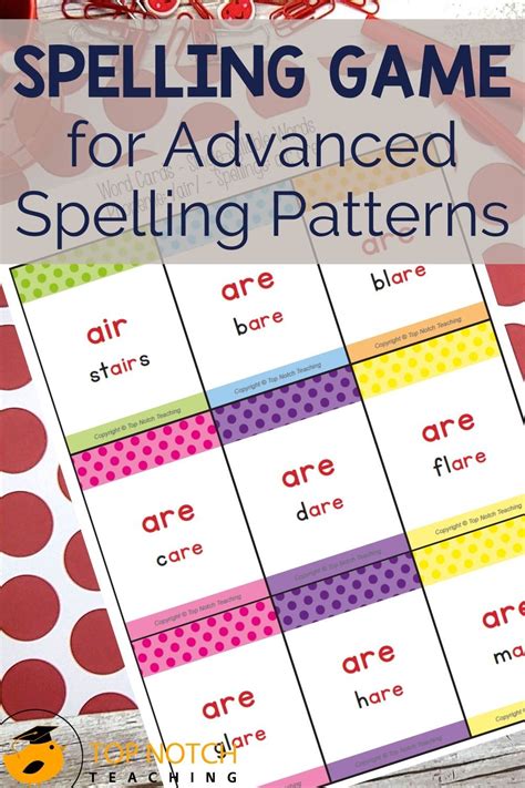 Spelling Game For Advanced Spelling Patterns Spelling Card Game