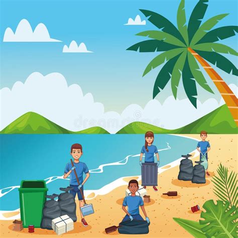 Cleaning Beach Cartoon At Brenda Ferri Blog