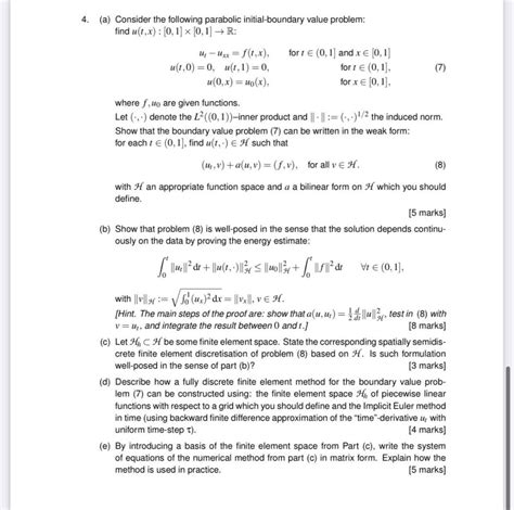 A Consider The Following Parabolic Initial Boundary
