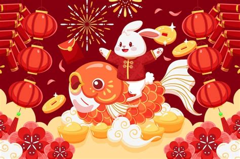 Free Vector Flat Chinese New Year Background