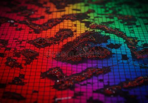 Abstract Rainbow Grid With Dark Glittery Texture Stock Illustration