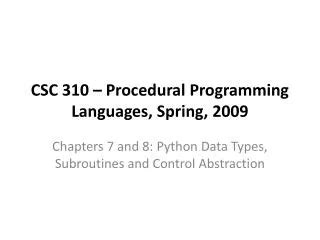 Ppt Csc Procedural Programming Languages Spring