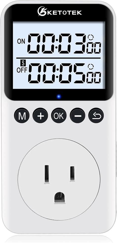 Ketotek Ktts02 Digital Timer Outlet Plug In Timer Switch Socket Indoor Infinite Repeat Cycle