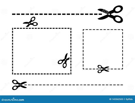 Scissors Set Coupon Border Scissors And Cut Lines Cut Out Coupon Rectangle Vector
